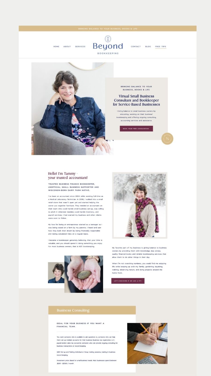 Custom brand and website design for bookkeeper, Beyond Bookkeeping